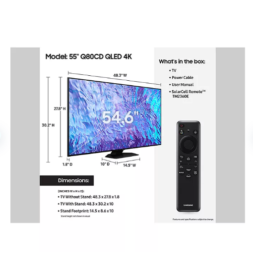 SAMSUNG 55" Class Q80 Series QLED 4K Smart TV QN55Q80CDFXZA – Openbax