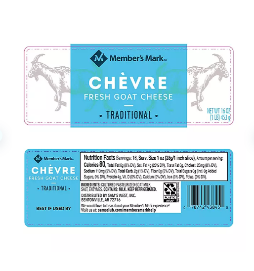 Member's Mark Chevre Fresh Goat Cheese Log (16 oz.) – Openbax