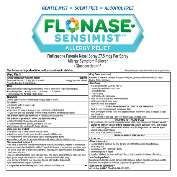 FLONASE Sensimist Allergy Relief Spray (120 sprays per bottle. 3 ct ...