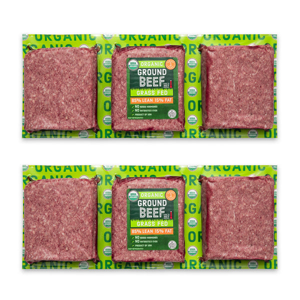 Organic Grass Fed Ground Beef (Frozen 6 pack. 1 lb. each) Delivered to ...