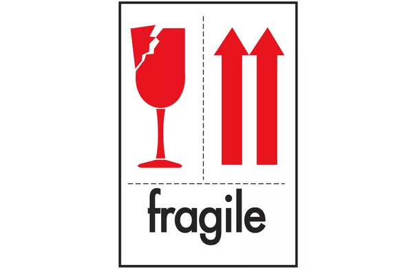 International Safe Handling Labels - "Fragile" with Red Arrows, 4 x 6 ...