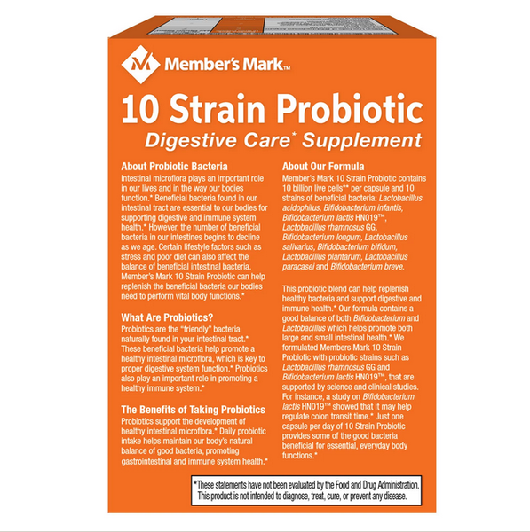 Member's Mark 10 Strain Probiotic Digestive Care Supplement (84 ct ...