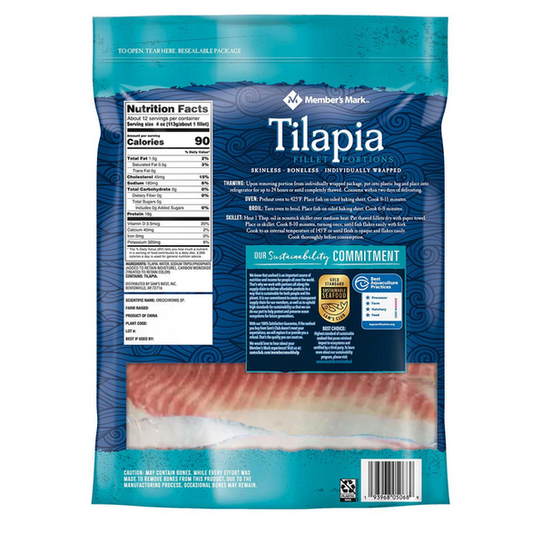Members Mark Tilapia Fillet Portions Frozen (3 lbs.) – Openbax