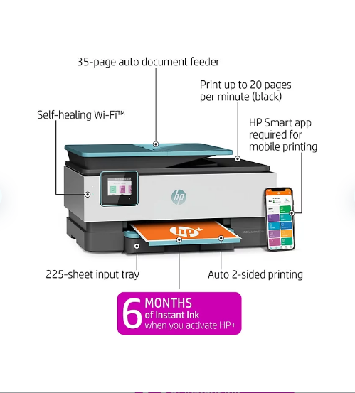 HP OfficeJet Pro 8028e All-in-One Wireless Color Inkjet Printer - 6 mo ...