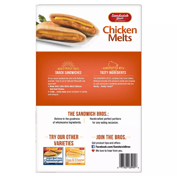 Sandwich Bros Chicken Melts Flatbread Pocket Snack Sandwich. 14 ct ...
