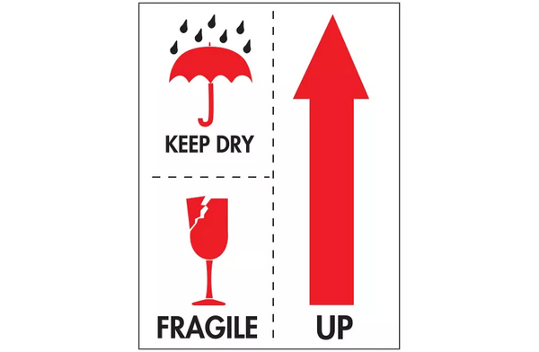 International Safe Handling Labels - "Keep Dry/Fragile/Up", 3 x 4 ...