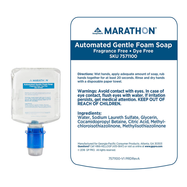 Marathon Gentle Foam Hand Soap Refill. Fragrance-Free (1.000 ml) – Openbax