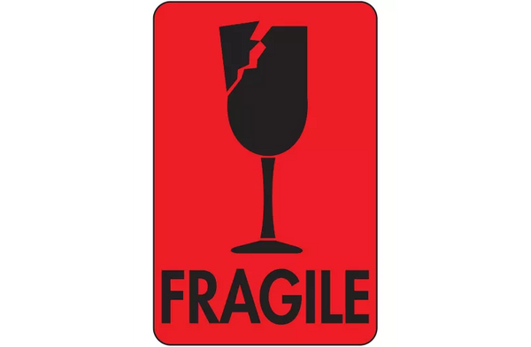 Fluorescent Shipping Labels - "Fragile" with Broken Glass, 2 x 3" – Openbax