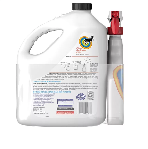 Shout Triple-Acting Laundry Stain Remover (128 fl. oz. refill - 22 fl ...