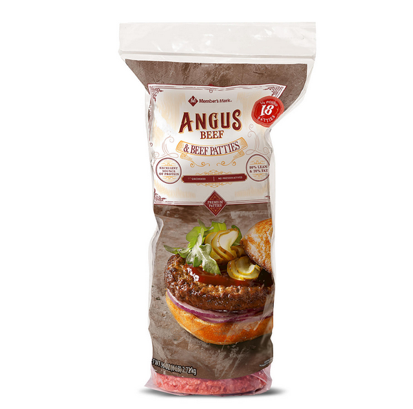 Members Mark Ground Angus Beef Patties (18 ct. - A third of a pound ...