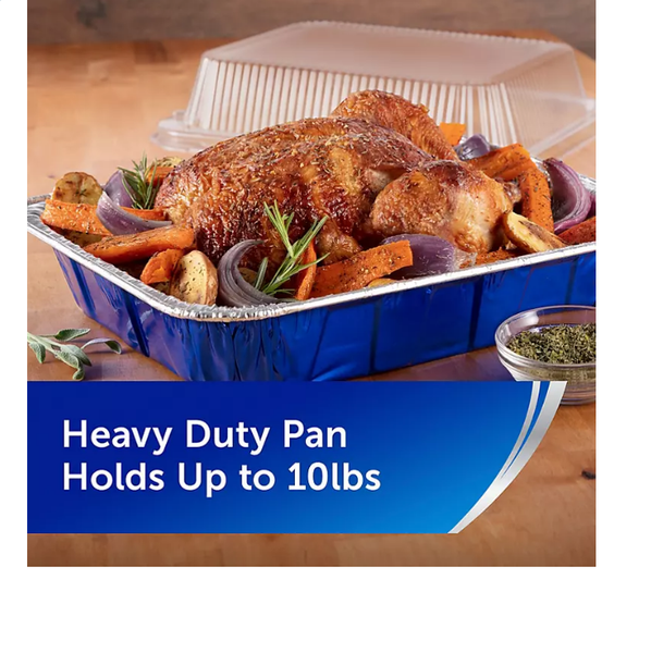 Reynolds Kitchens Aluminum 10 lb. Roaster with Lids, 12" x 9" x 3" (8 ...