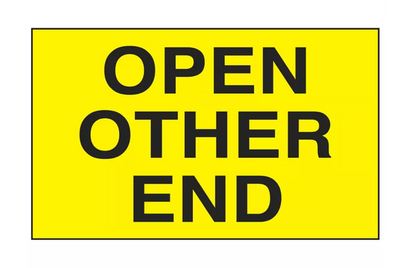 "Open Other End" Labels - 3 x 5" – Openbax