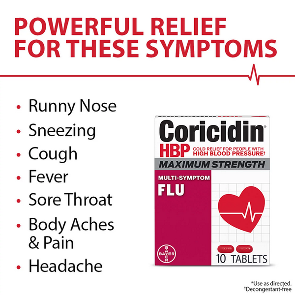 Coricidin HBP Max Strength Cold & Flu Tablets, 48 ct. – Openbax