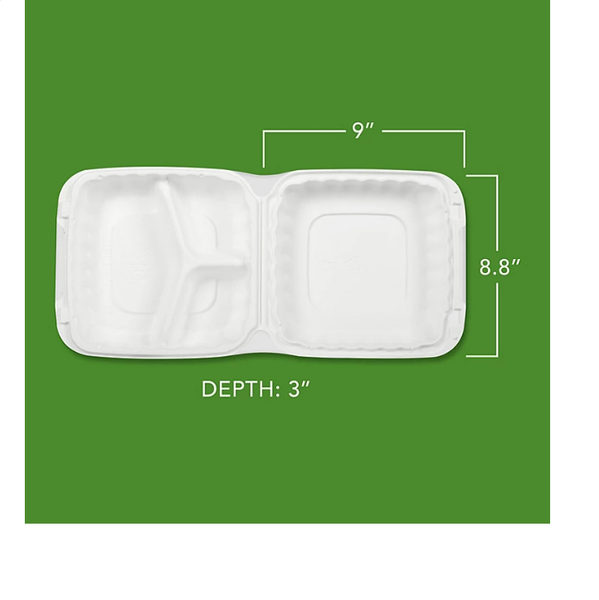 Hefty Earthchoice 3-Compartment Hinged Lid Containers, 9" (50 ct ...