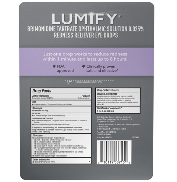 Lumify Redness Reliever Eye Drops (.25 fl. oz. 2 pk.) – Openbax